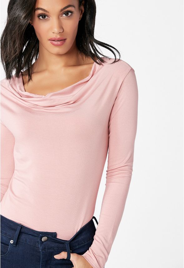 Vêtements Drape Neck Knit Top en BRIDAL ROSE - Livraison gratuite sur ...