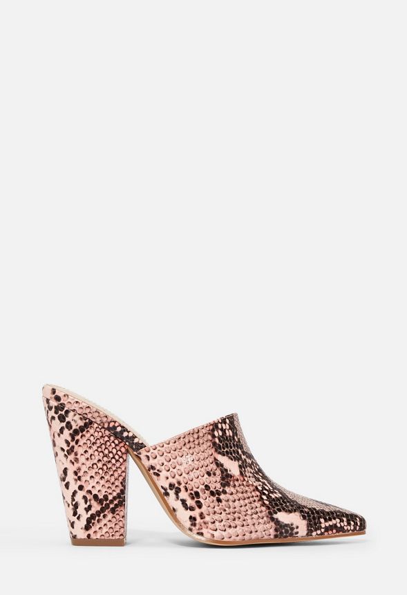 Sko Angie Block Heel Mule i BLUSH SNAKE - Shop fabelagtige deals hos ...